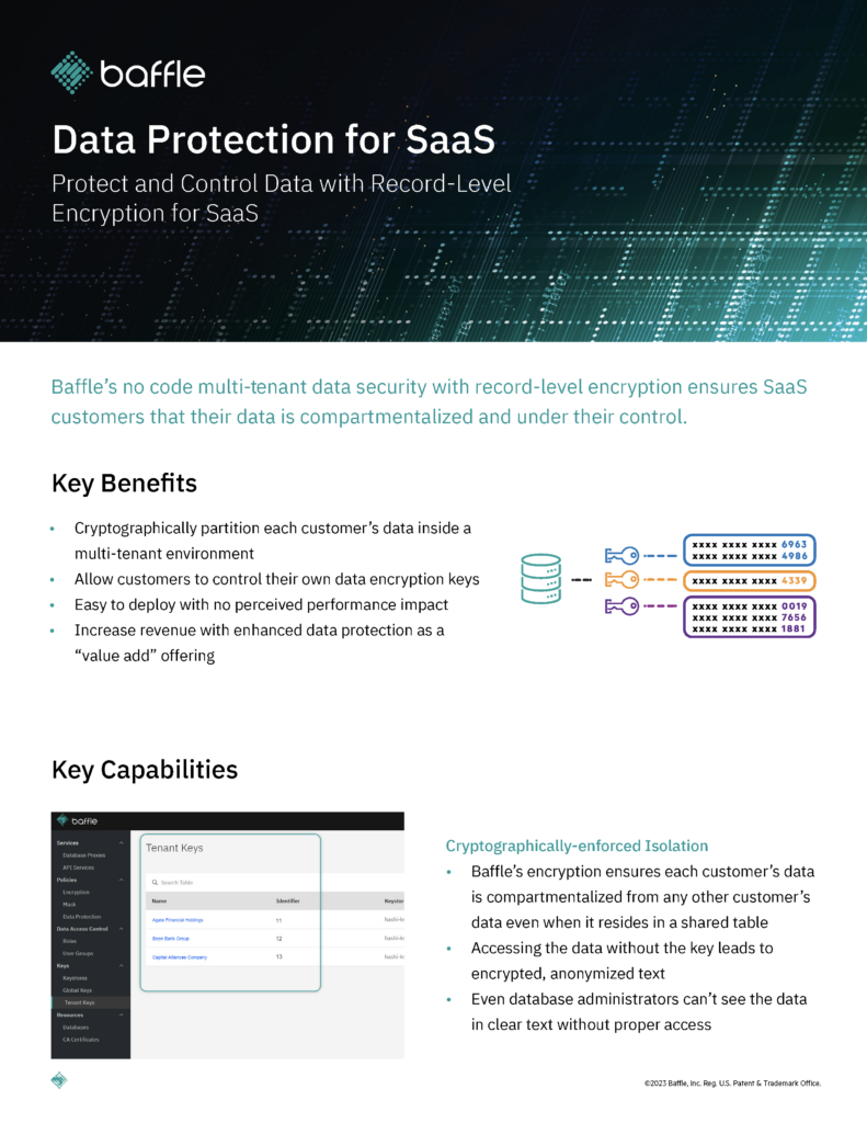 Baffle Data Protection for SaaS - Baffle